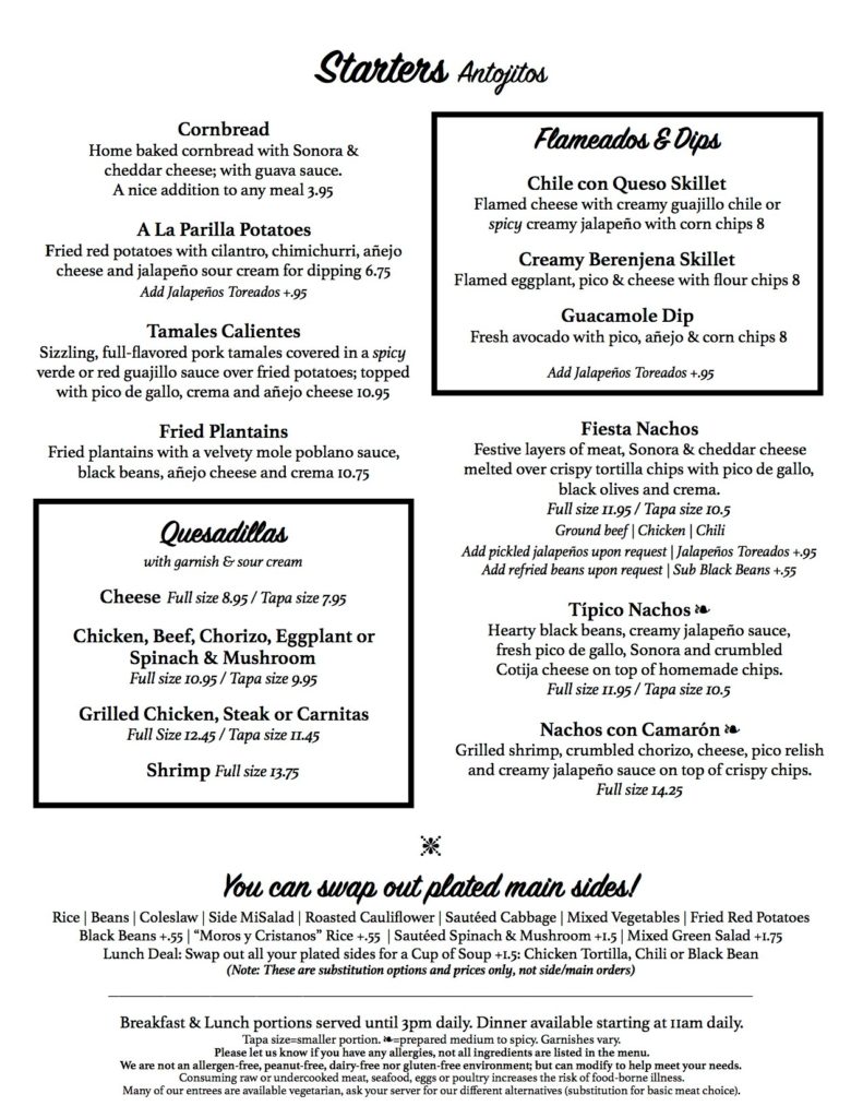 ANTIGUA REAL – MUKWONAGO: MENU – VIVA LATIN F D QUERID S AMIG S!