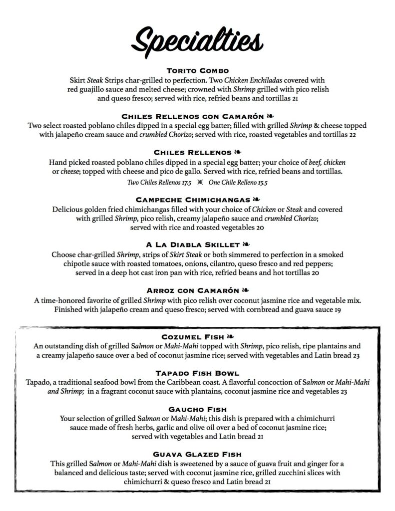 ANTIGUA REAL – MUKWONAGO: MENU – VIVA LATIN F D QUERID S AMIG S!