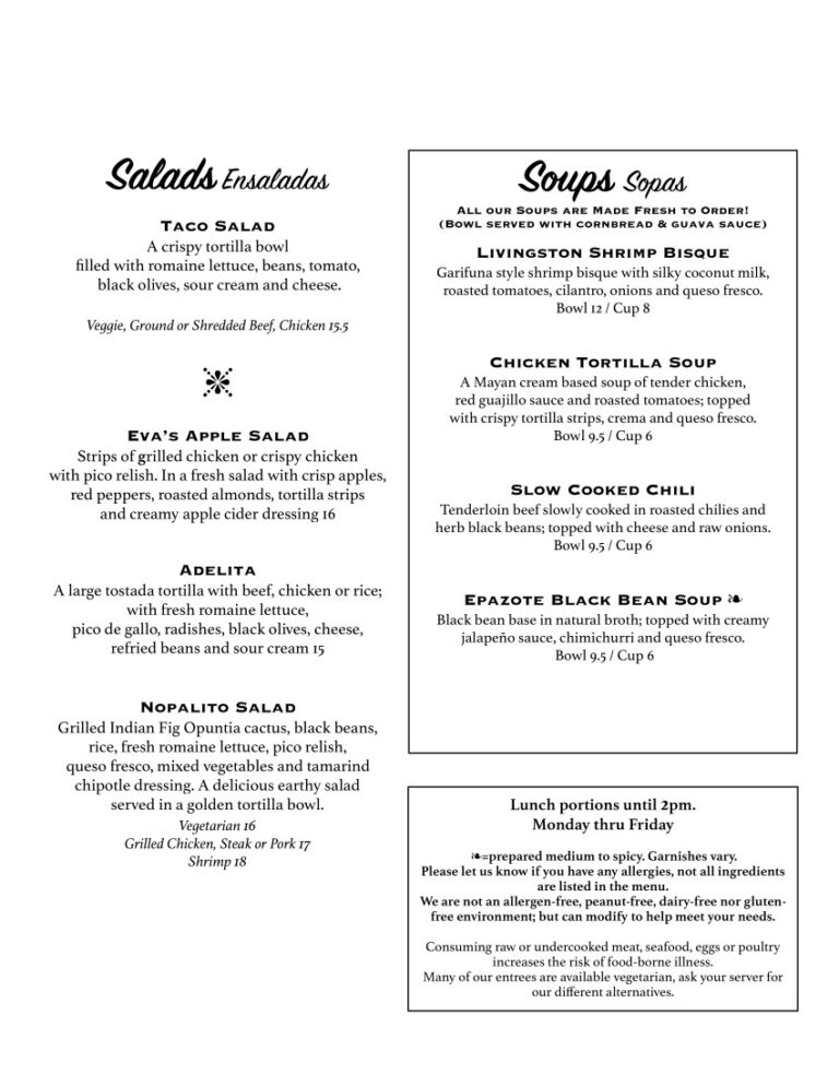 SEÑOR TOMÁS – HARTLAND: MENU – VIVA LATIN F D QUERID S AMIG S!