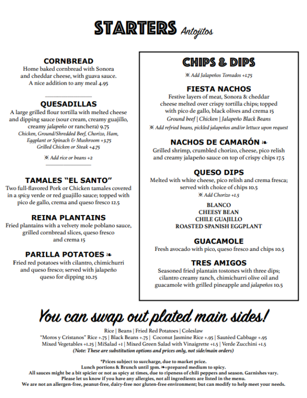 ANTIGUA REAL – MUKWONAGO: MENU – VIVA LATIN F D QUERID S AMIG S!